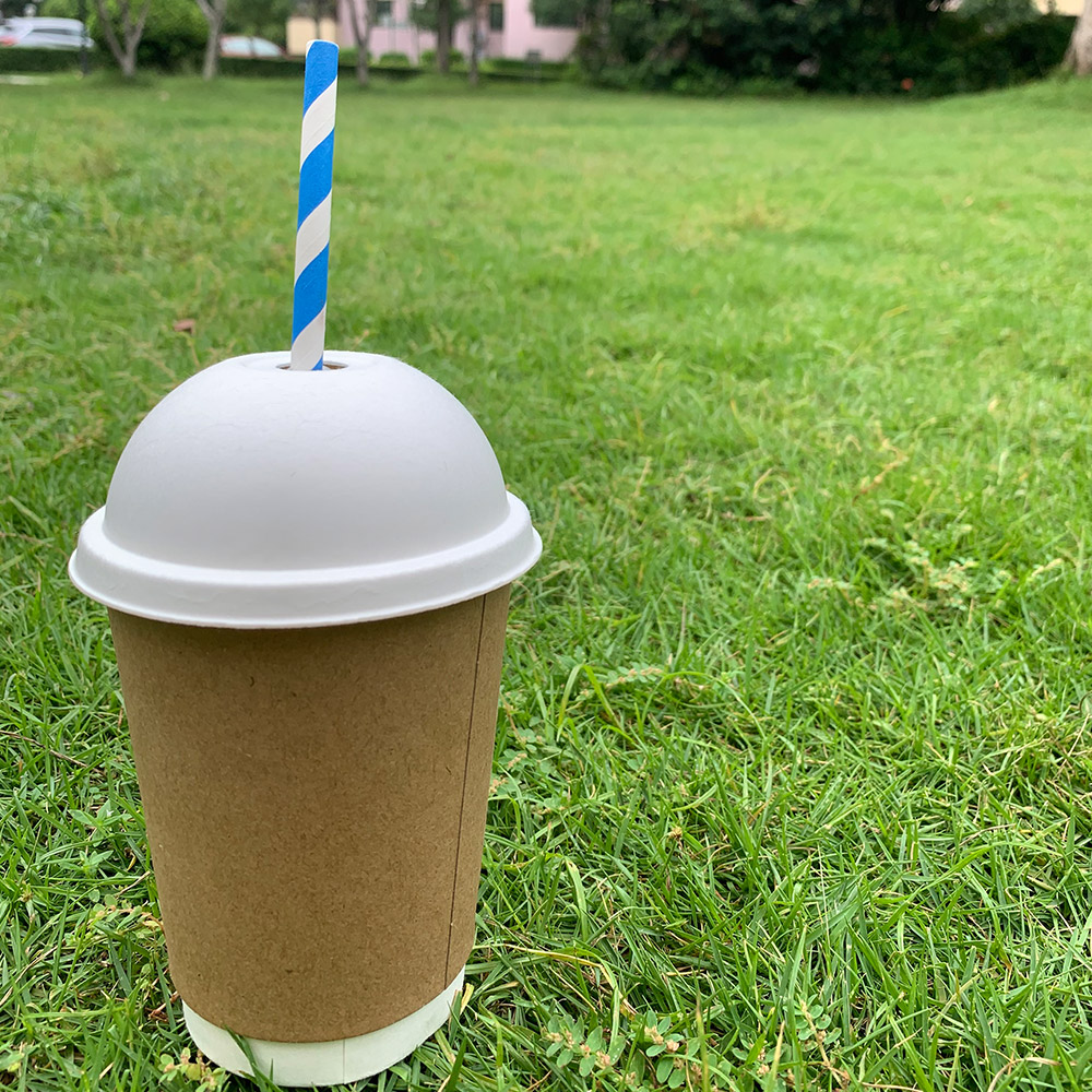 Biodegradable Bagasse Starbucks Cold Drink Dome Lids For 16 oz Cups