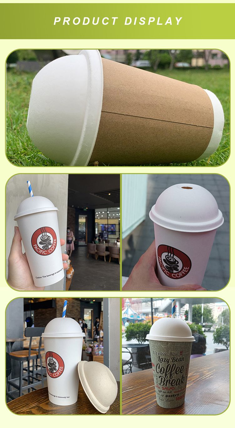 Biodegradable Dome Lids, Sugarcane Bagasse Coffee Lids