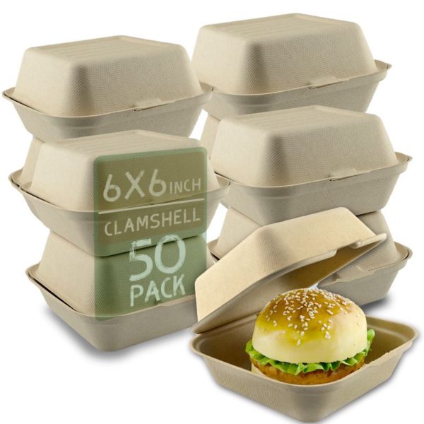 6 inch Hamburger Disposable Container ,Sugarcane Bagasse Container