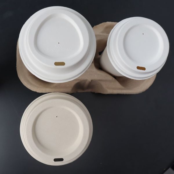 Disposable Pulp Paper Biodegradable Coffee Lids , Hot Coffee Cup Lids